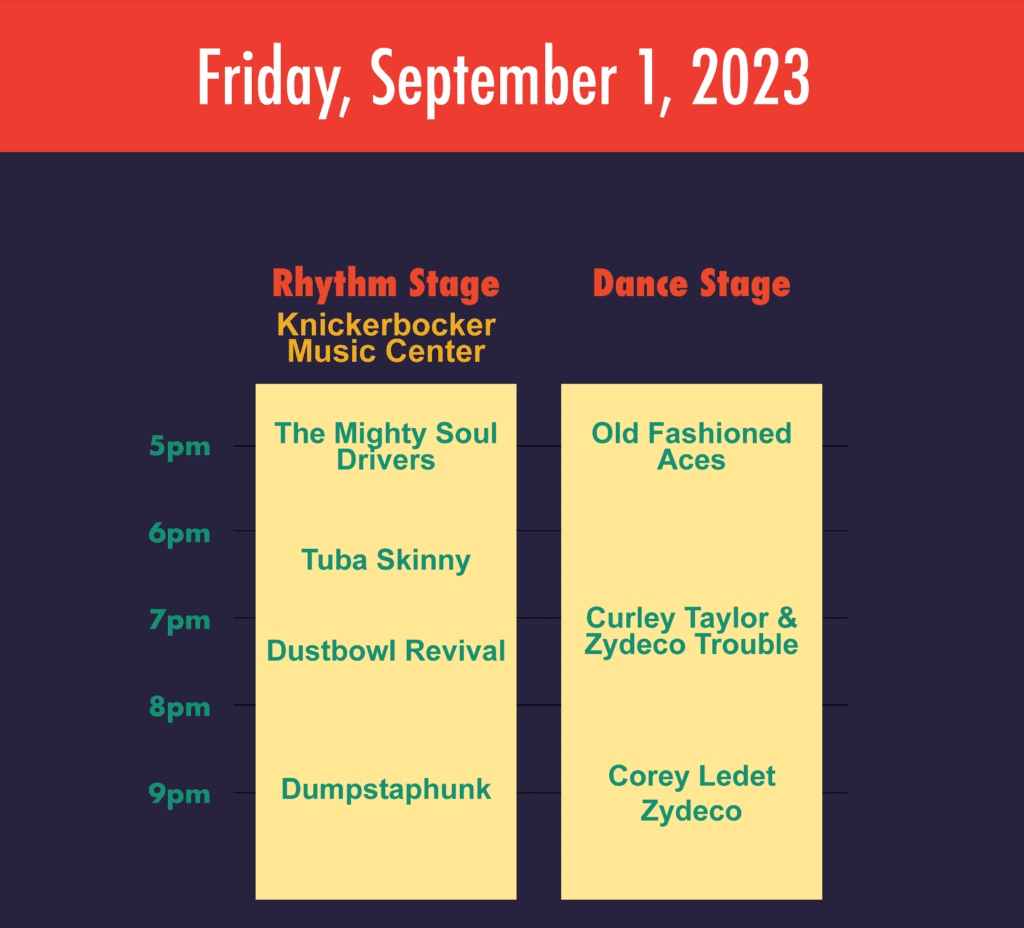 Daily Music Schedule - Rhythm & Roots Festival